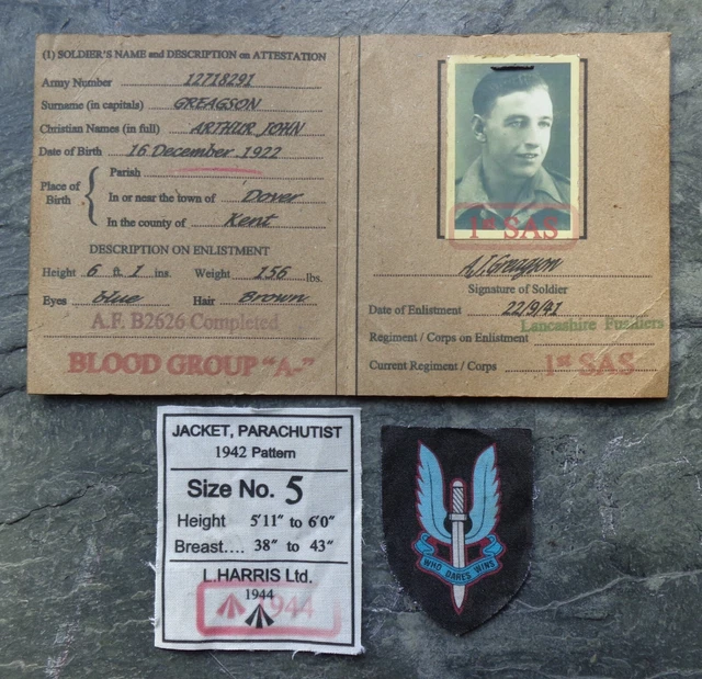 WW2 BRITISH ARMY SAS document and badges £28.00 - PicClick UK