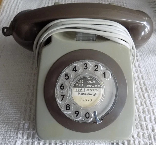 VINTAGE 1970S BT Two Tone Grey Rotary Dial Table Telephone £23.00 ...