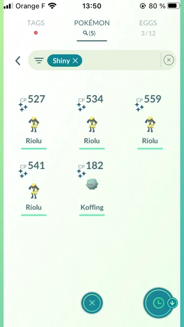 SHINY RIOLU X4 + Shiny Koffing + Riolu x15- Mini Ptc - Pokemon Go 108k ...