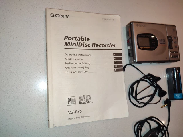 1998 SONY MD Minidisc Walkman Registratore - Mz-R35 + Cuffie E ...