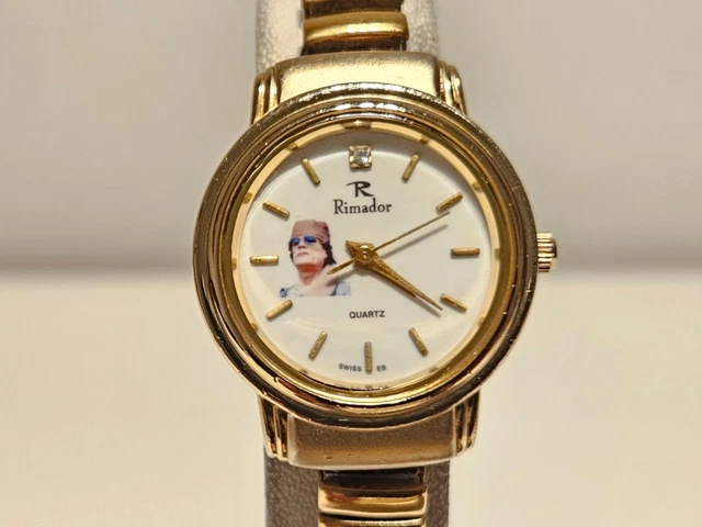 VINTAGERARE LUXURY GOLD Plated Ladies Quartz Watch"Rimador"With Muammar ...