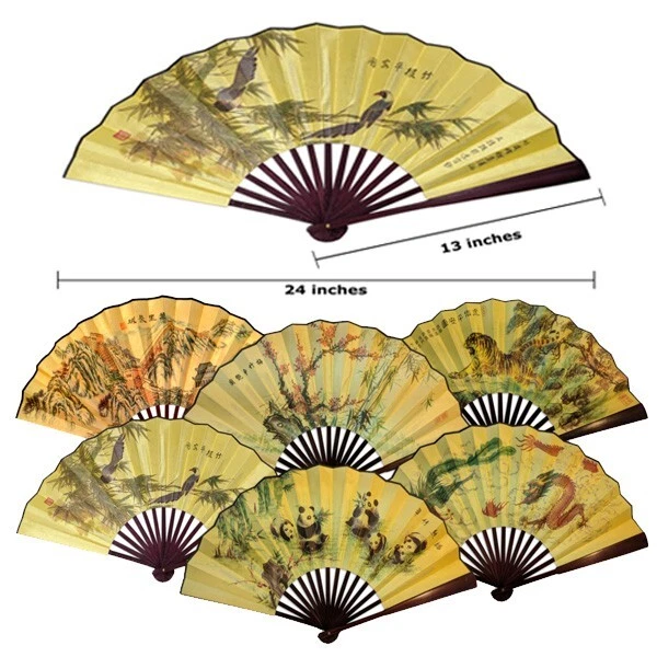 JAPANESE CHINESE HAND Fans Bamboo LARGE Wooden Folding Strong Summer ...