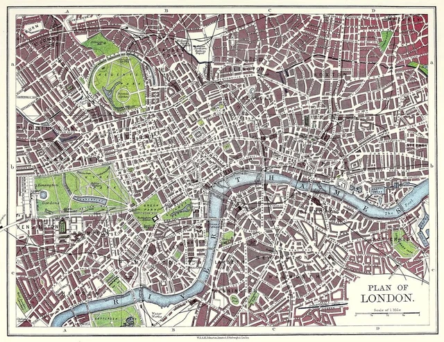VINTAGE OLD PLAN of London Atlas Map Wall Art Print Poster Picture A3 ...