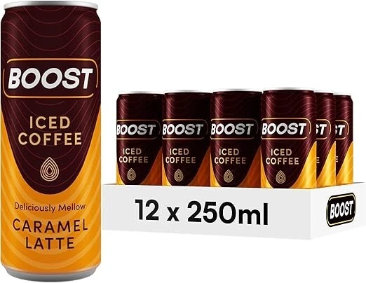 BOOST ICE COFFEE Caramel Latte Silky Smooth Pack of 12 x 250ml - Full ...