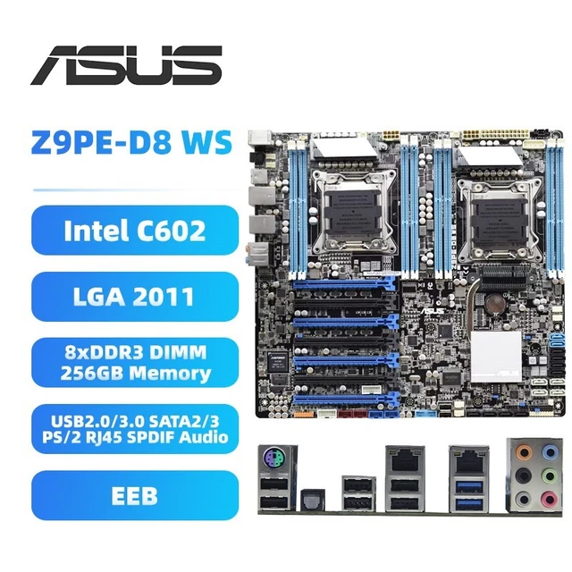 ASUS LGA2011 SERVER Motherboard Z9PE-D8 WS Intel C602 DDR3 for Intel ...