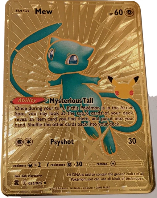 POKEMON GOLD METAL Mew I Solid Metal Gold Rare - Collectable Cards GX ...