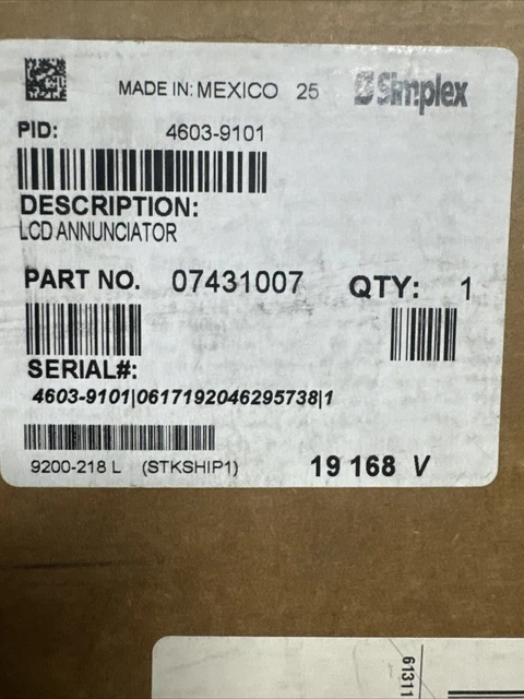 SIMPLEX 4603-9101 FIRE Alarm Control Panel LCD Annunciator 07431007 ...