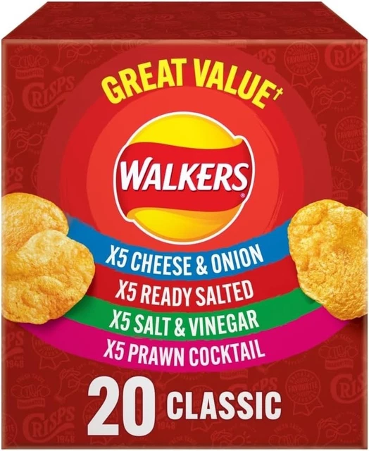WALKERS CLASSIC VARIETY Multipack Crisps Box 20x25g £4.75 - PicClick UK