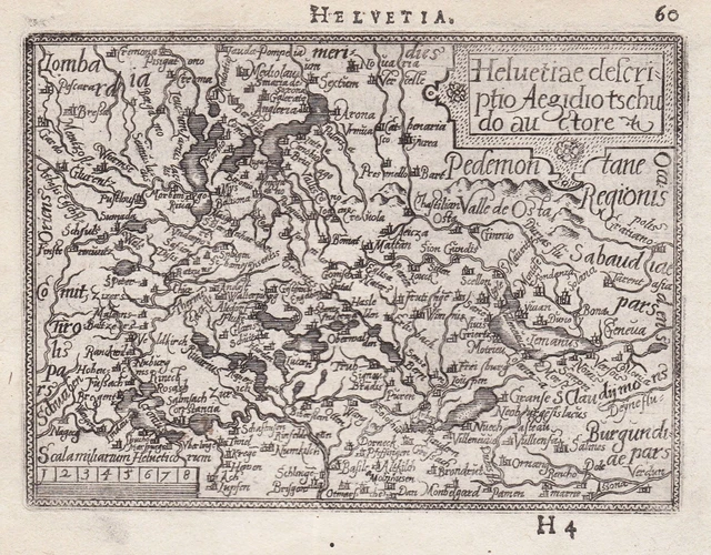 SVIZZERA SVIZZERA SVIZZERA mappa mappa mappa Ortelius incisione su rame ...
