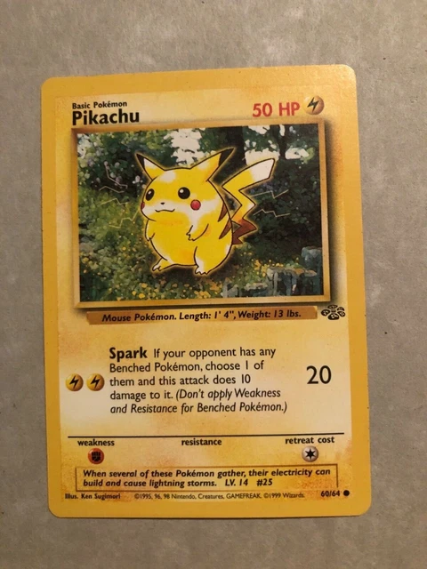 RARE POKEMON PIKACHU Red Cheeks Card Jungle Set 60/64 WOTC. MINT ...