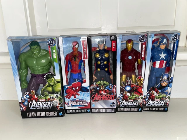 5 MARVEL AVENGERS Assemble Figures Hulk, Thor, Iron Man, Spider Man, Captain Ame EUR 100,36 ...
