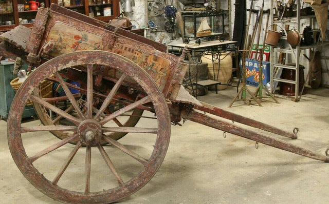 CHARRETTE SICILIENNE PEINTURE d'origine ancienne Roule "MODICA MARTINO ...