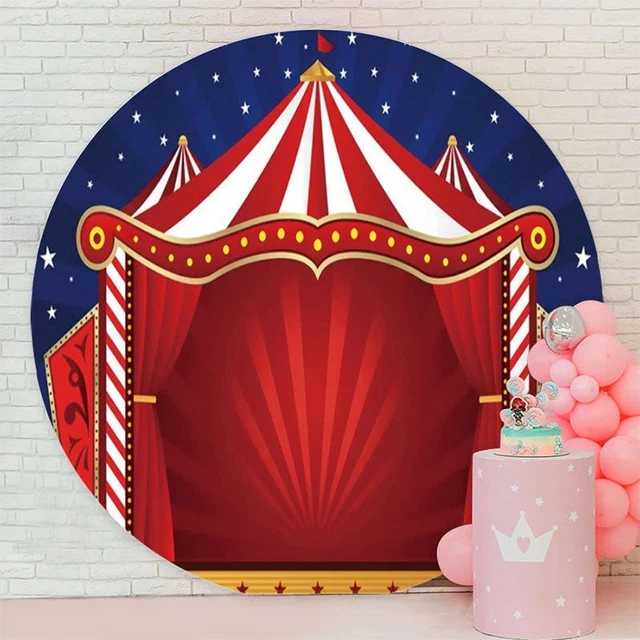 RED CURTAIN AND Blue Sky Round Birthday Party Backdrop $37.90 - PicClick AU