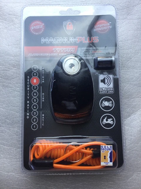 MAGNUM PLUS TITAN ALARM DISC LOCK MOTORCYCLE Brake Disc Lock LIFETIME ...