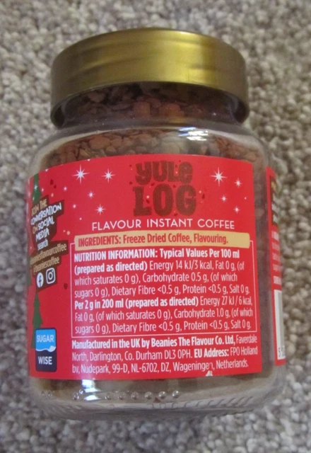 BEANIE' FLAVOURED INSTANT Coffee | Yule Log Flavour | 50g | Low Calorie ...