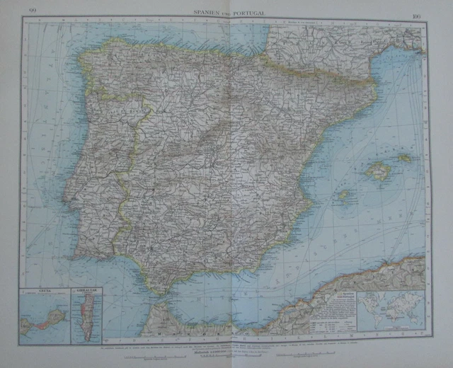 SPANIEN PORTUGAL SPAIN - Alte Landkarte 1900 Karte Antique Map Atlas ...