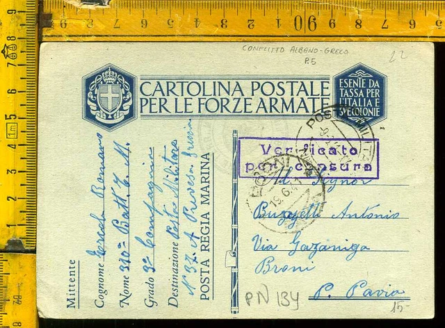 SECONDA GUERRA FRANCHIGIA Posta Militare 37 x Broni Pavia pn 134 EUR 5 ...