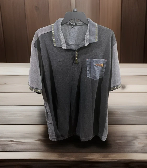 MCDONALDS TIMELESS ELEMENTS Employee Uniform Grey Polo Work Shirt Size ...