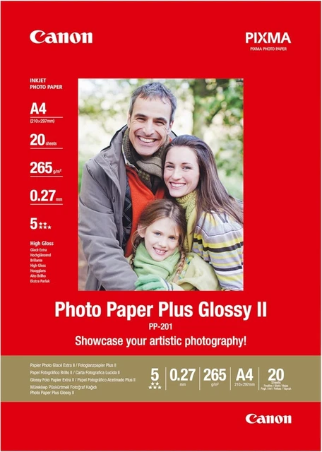 CANON PP-201 GLOSSY II Photo Paper Plus A4 (20 Sheets) Photo Printing ...