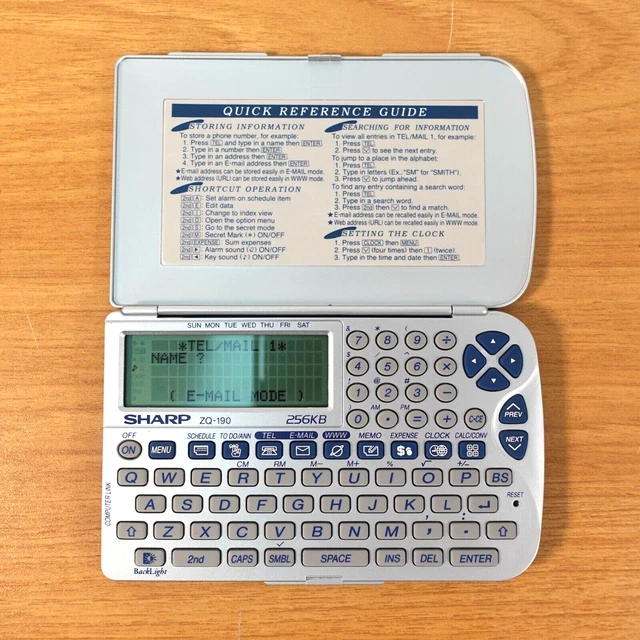 VINTAGE SHARP ZQ-190 256KB Electronic Organizer Diary WORKS GREAT $39. ...