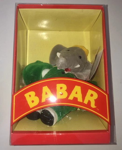 VINTAGE GUND BABAR King Original BoxPlush Elephant Green Suit Stuffed ...