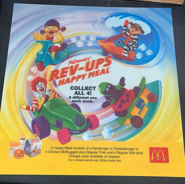 MCDONALDS DISPLAY MENU Sign Vintage REV UPS RONALD Happy Meal Sign ...