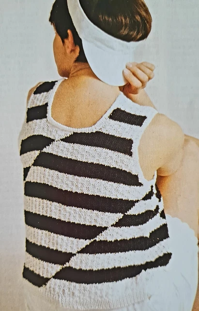 1980S BRETON STRIPE Vest Summer Cotton Square Neck Asymmetric Knitting ...