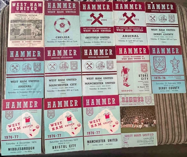 14 X WEST Ham United Football Official Programmes 1967 - 1981 £4.99 ...