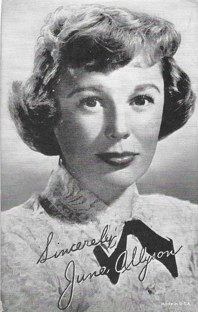 EXHIBIT CO. ARCADE ACTOR CARD EARLY 1950's JUNE ALLYSON!! POPULAR CARD ...