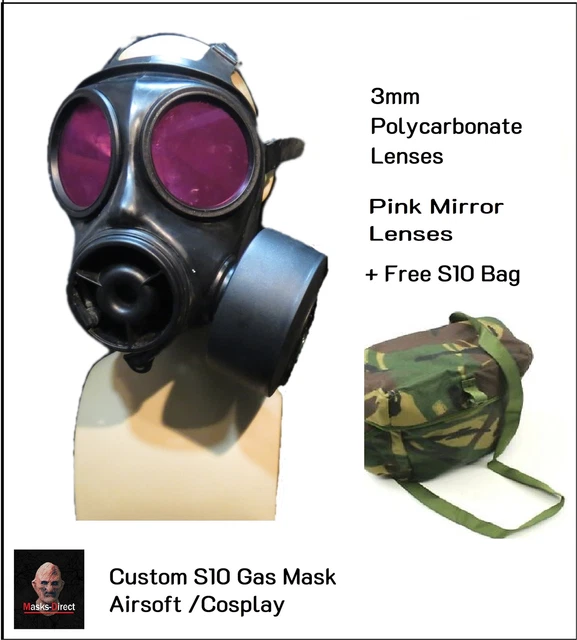 S10 CUSTOM GAS Mask Size 2 (L) Pink Mirror Lenses Polycarbamate £129.99 ...
