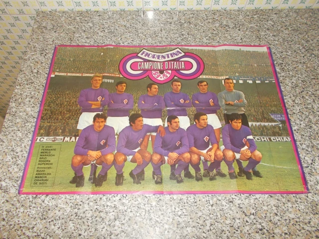 Manifesto Poster Calcio Scudetto Fiorentina Campione Ditalia 1968 69