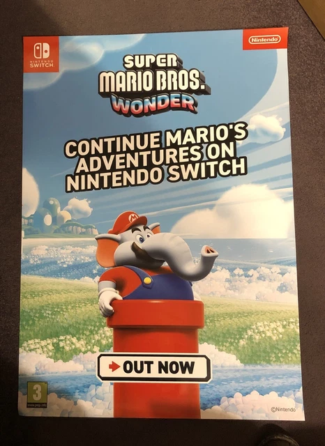 POSTER SUPER MARIO Bros Wonder Nintendo Switch Nuovo 840x595 mm EUR 17 ...