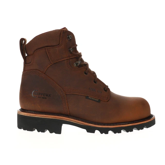CHIPPEWA SUPER DNA 6 Inch Waterproof Steel Toe Lace Up Work Mens Brown ...