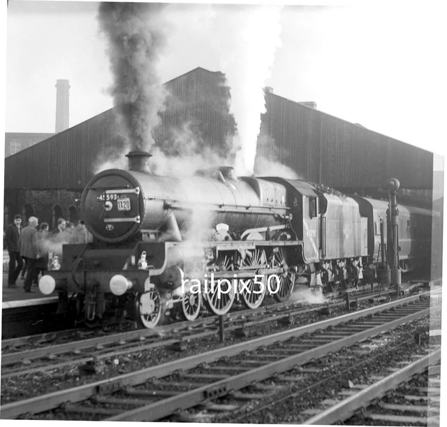 ORIGINAL LARGER RAILWAY NEGATIVE Jubilee steam loco 45593 Mirfield ...