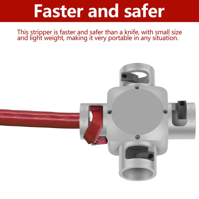 LARGE CABLE STRIPPER 4 Head Cable Insulation Remover Tool 350‑750MCM ...
