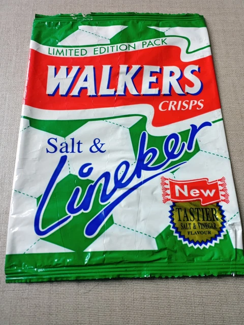 VINTAGE RETRO FOOTBALL Walkers crisps empty packet Gary salt & Lineker ...