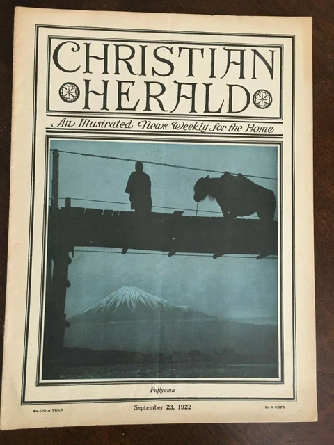CHRISTIAN HERALD MAGAZINE Fujiyama Mt Fuji JAPAN cover Sept 13 1922 £29 ...