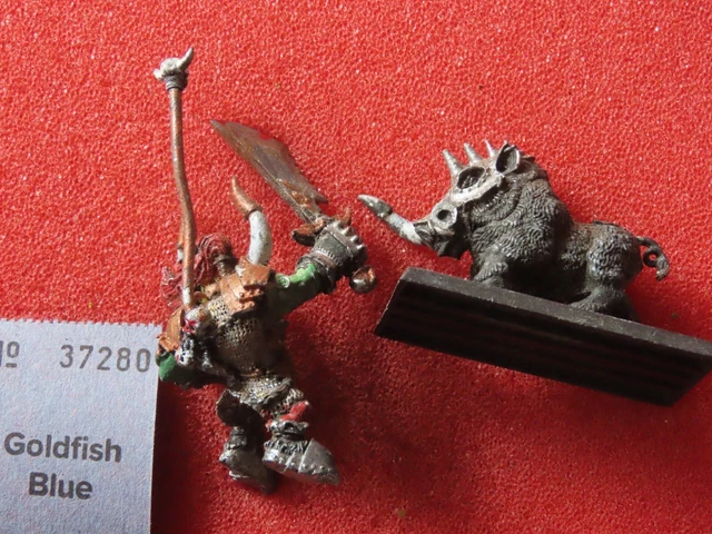 GAMES WORKSHOP WARHAMMER Orc Warboss Warlord Boar Rider Mounted Metal ...