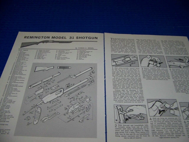 REMINGTON MODEL 31 Shotgun (12/16/20 Ga)...Takedown/Exploded View ...