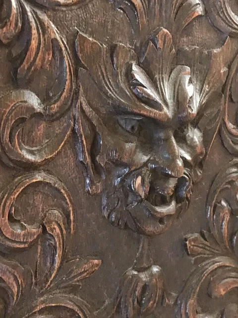VICTORIAN ANTIQUE FACE Grotesque Head Wood Carving Panel £135.00 ...