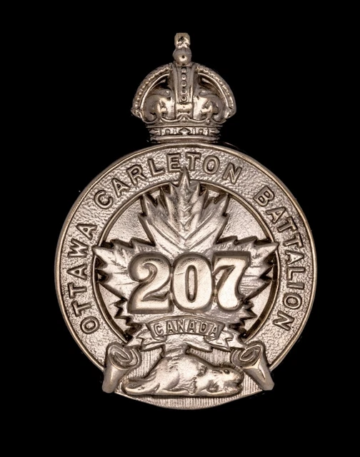 207TH CANADIAN OTTAWA Carleton Battalion Cap Badge Hallmarked Silver £ ...