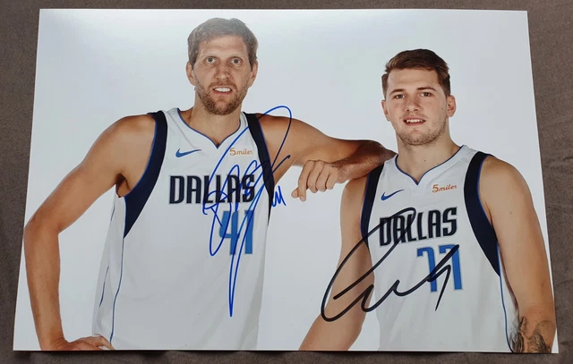 LUKA DONCIC & DIRK NOWITZKI Autogramm: 20x30cm signed in person Dalls ...