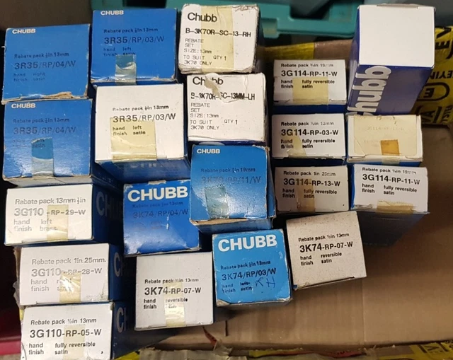 CHUBB REBATE SETS, Assorted 3R35, 3G110, 3K70, 3G114, 3K74, 20 in All ...