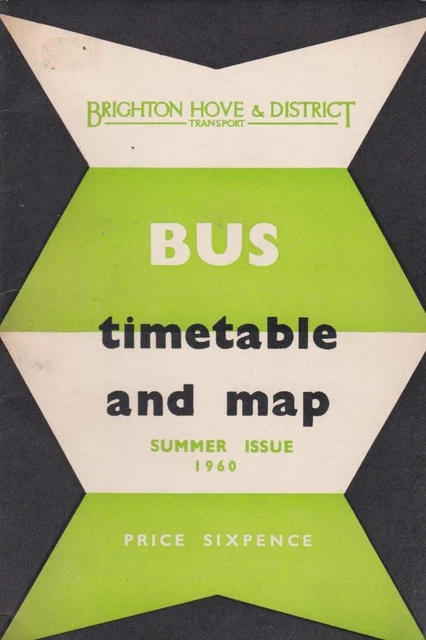 BRIGHTON HOVE & District Bus Timetable Book Summer 1960 With Route Map ...