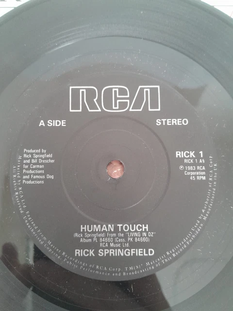 RICK SPRINGFIELD - Human touch/Souls sur étiquette RCA. Enregistrement ...