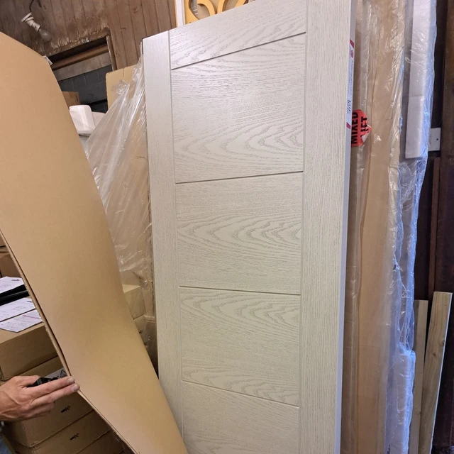 HOWDENS PRE FINISHED Linear Oak Grey Door FD30 2ft 3" DIF9240 £94.28 ...