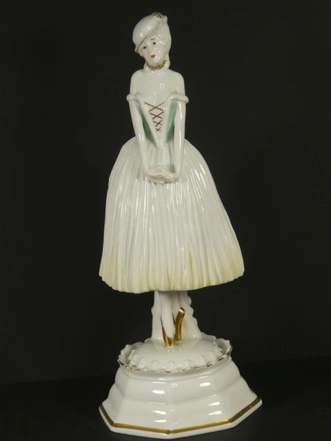 VINTAGE GERMAN ROSENTHAL Figure of Lady standing on toes 31cm. D.Charol ...