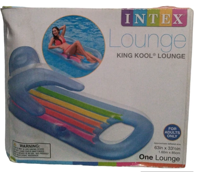 INTEX KING KOOL Lounge Inflatable Swimming Pool Lounger w/Headrest ...