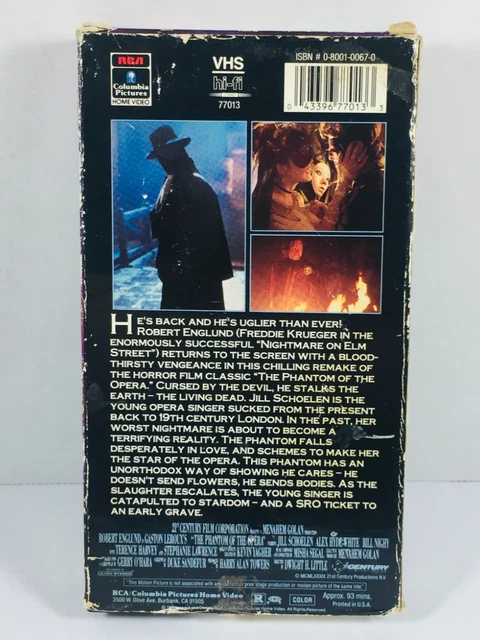 PHANTOM OF THE Opera (The Motion Picture) Vhs Tape Movie (1990) Robert ...