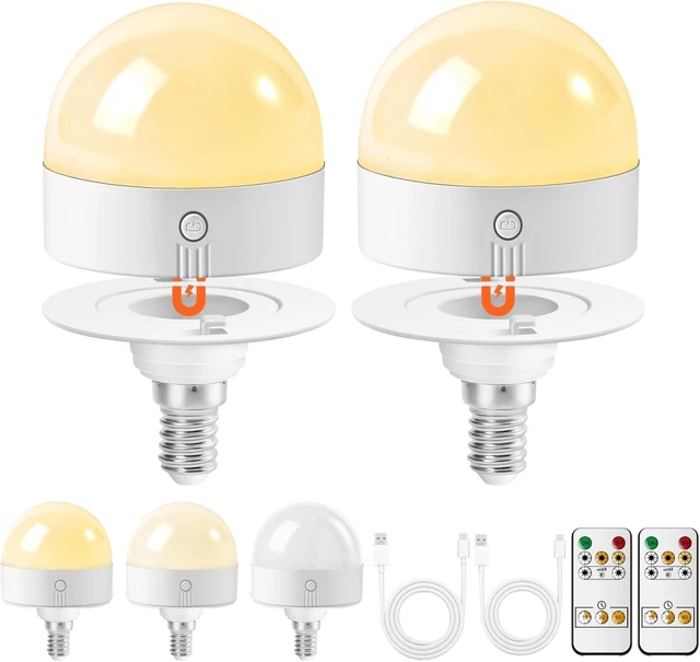 E14 USB RECHARGEABLE Light Bulb with Timer and Remote, Dimmable Battery ...